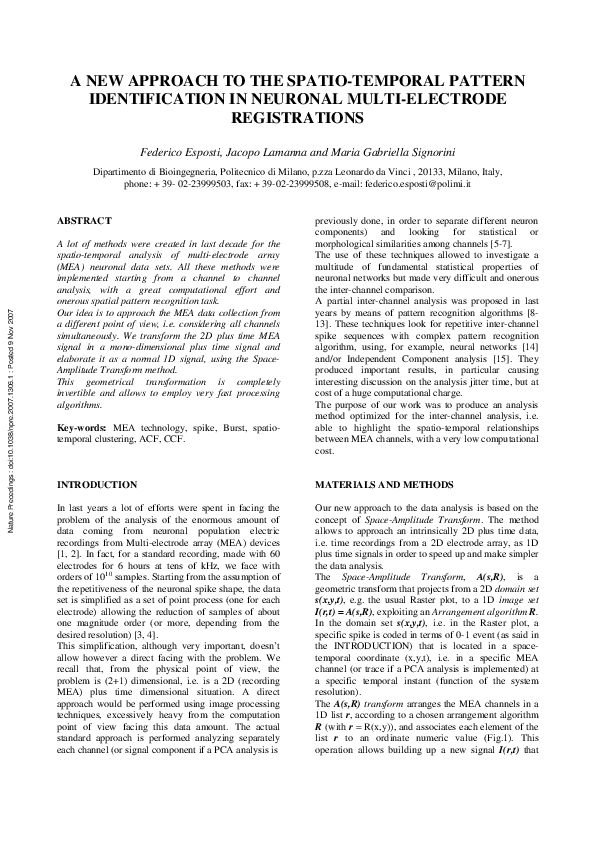 (PDF) A new approach to the spatio-temporal pattern identification in neuronal multi-electrode ...