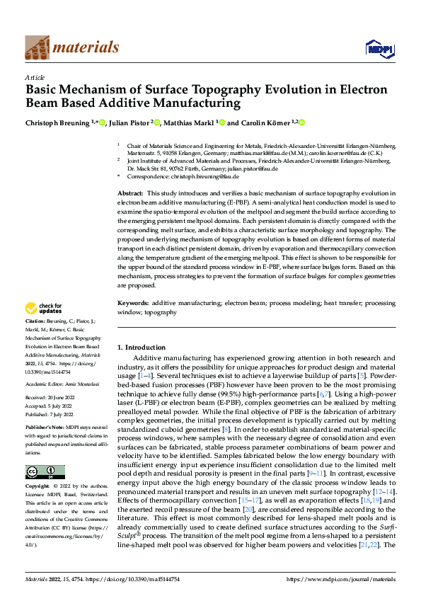 (PDF) Basic Mechanism of Surface Topography Evolution in Electron Beam ...