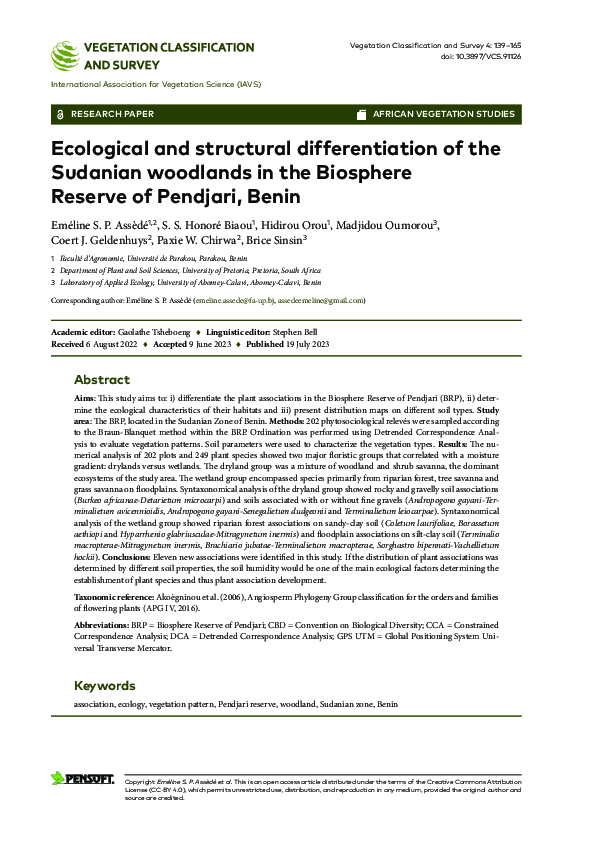 (PDF) Ecological and structural differentiation of the Sudanian ...