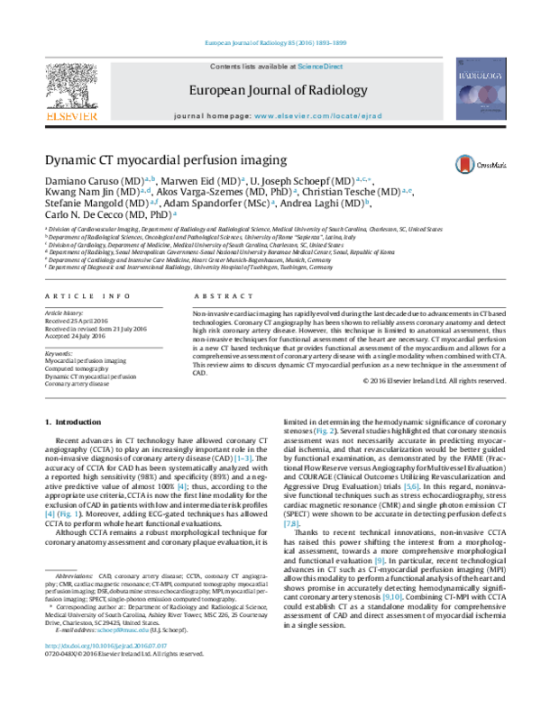 (PDF) Dynamic CT myocardial perfusion imaging
