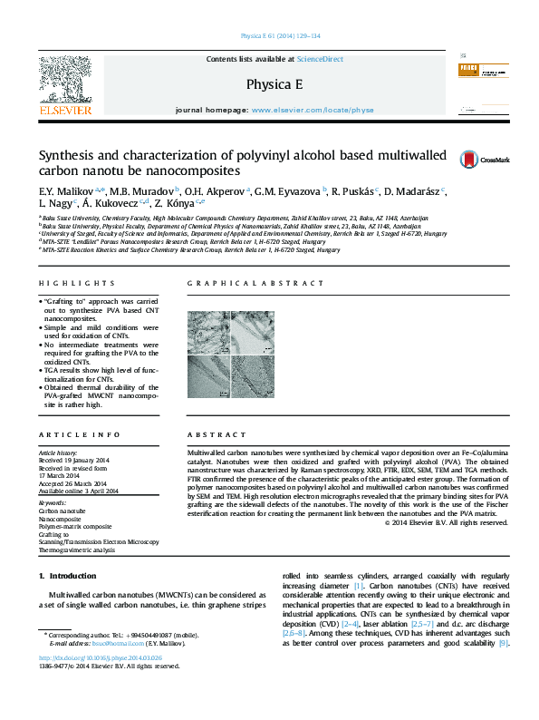 (PDF) Synthesis and characterization of polyvinyl alcohol/nanospherical ...