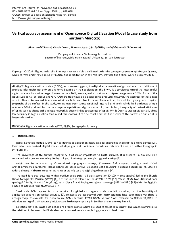 (PDF) Vertical accuracy assessment of Open source Digital Elevation ...