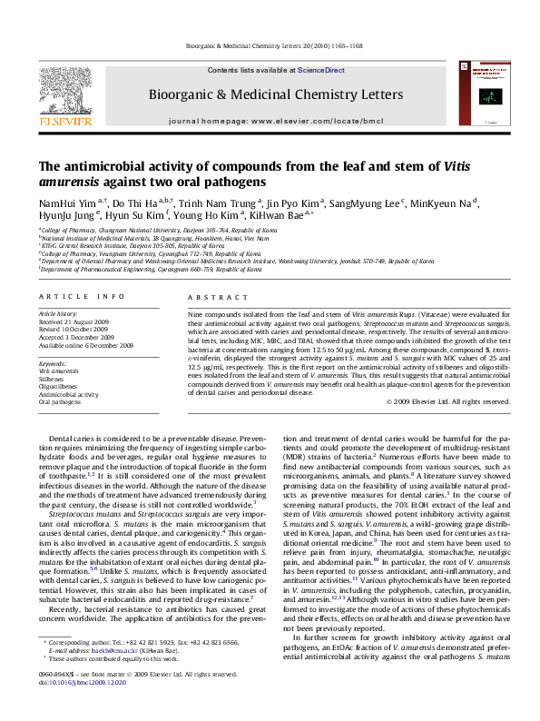 (PDF) The antimicrobial activity of compounds from the leaf and stem of Vitis amurensis against ...
