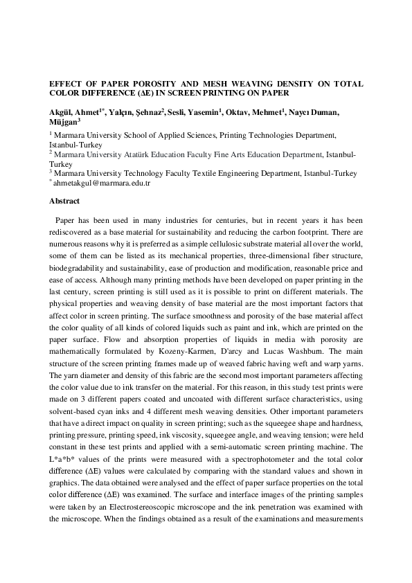 (PDF) EFFECT OF PAPER POROSITY AND MESH WEAVING DENSITY ON TOTAL COLOR ...