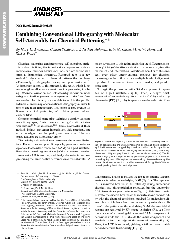 (PDF) Combining Conventional Lithography with Molecular Self-Assembly ...