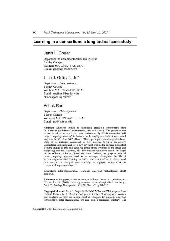 (PDF) Learning in a consortium: a longitudinal case study