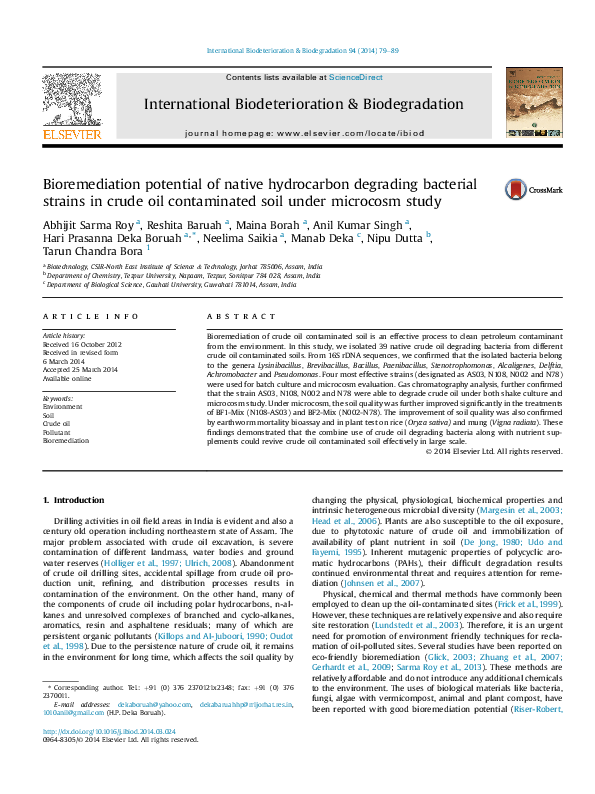 (PDF) Bioremediation potential of native hydrocarbon degrading bacterial strains in crude oil ...