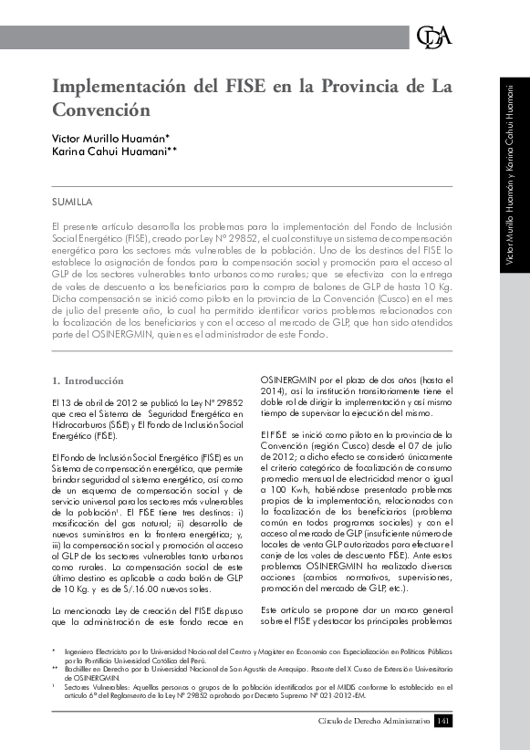 (PDF) Implementación del FISE en la Provincia de La Convención | Karina Huamani - Academia.edu