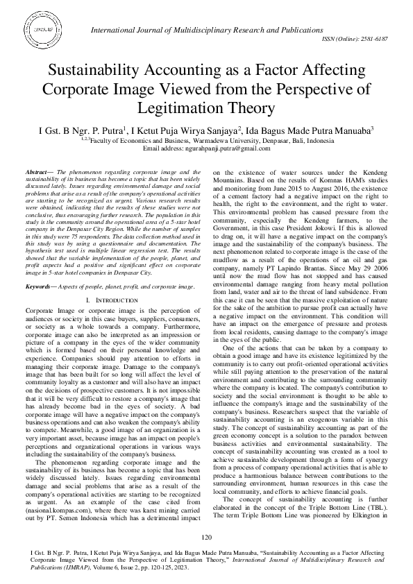 (PDF) Sustainability Accounting as a Factor Affecting Corporate Image ...