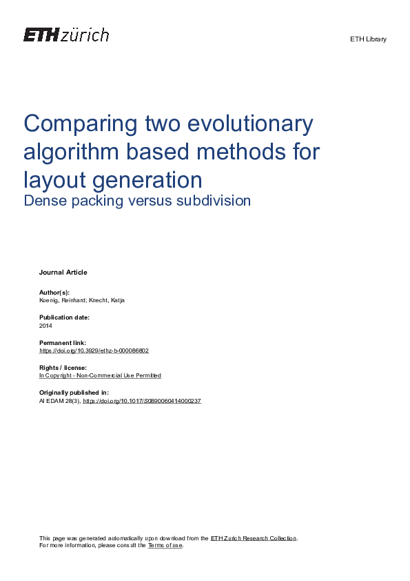 Pdf Comparing Two Evolutionary Algorithm Based Methods For Layout