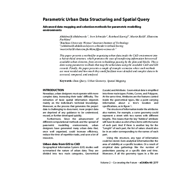 Pdf Parametric Urban Data Structuring And Spatial Query Advanced Data Mapping And Selection