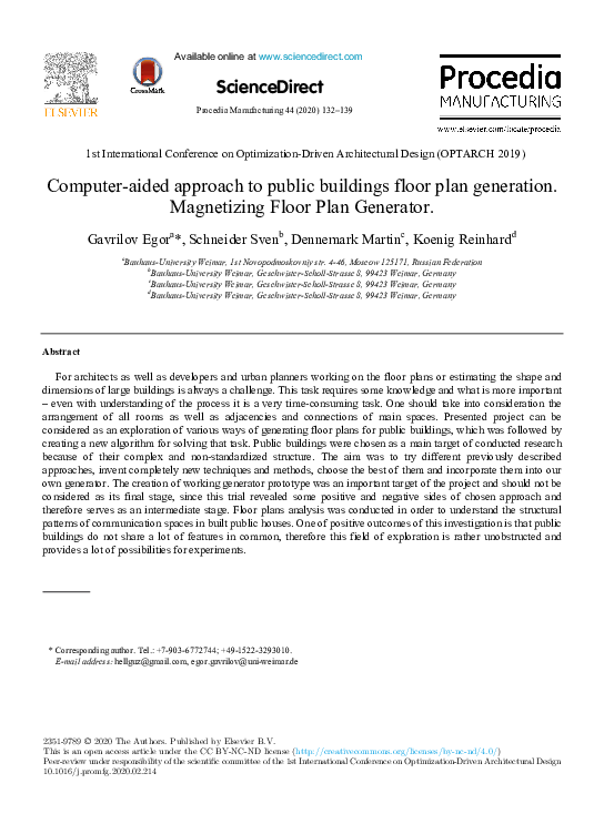 (PDF) Computer-aided approach to public buildings floor plan generation. Magnetizing Floor Plan ...