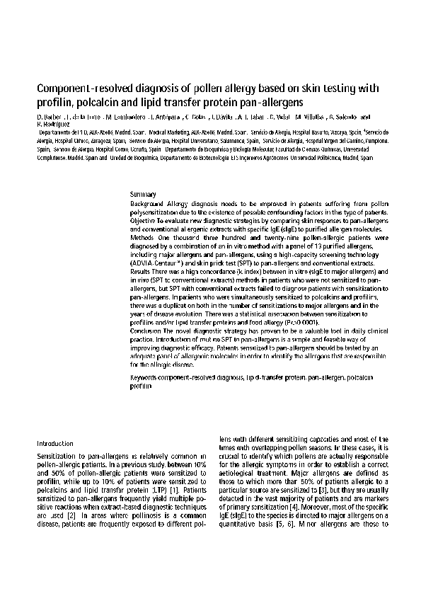 (PDF) Component‐resolved diagnosis of pollen allergy based on skin ...