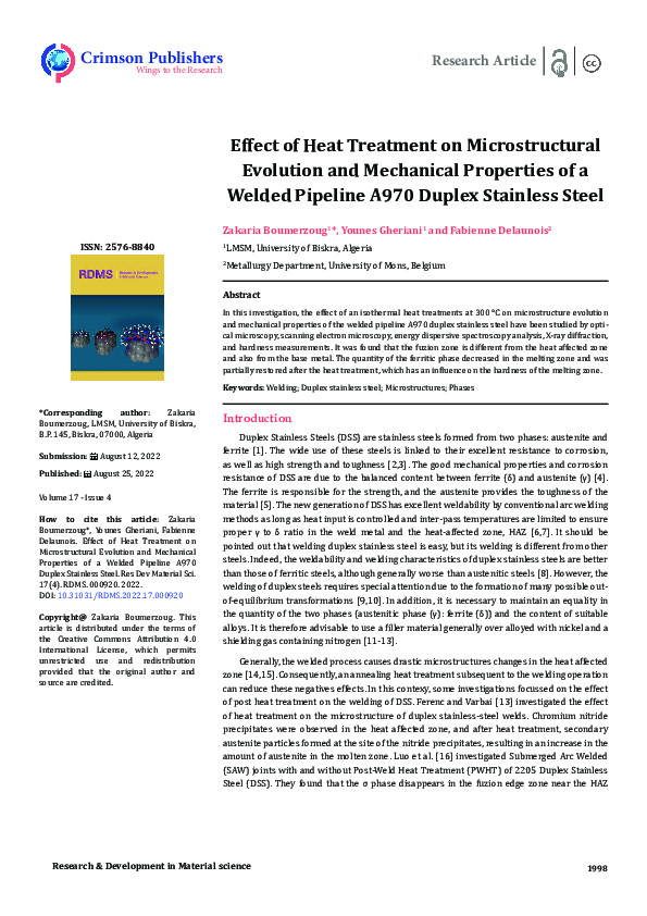 (PDF) Effect of Heat Treatment on Microstructural Evolution and Mechanical Properties of a ...