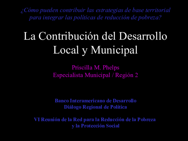 (PPT) La Contribuci n del Desarrollo Local y Municipal