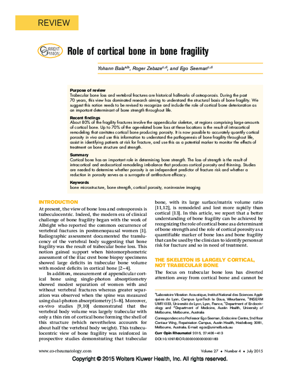 (PDF) Role of cortical bone in bone fragility