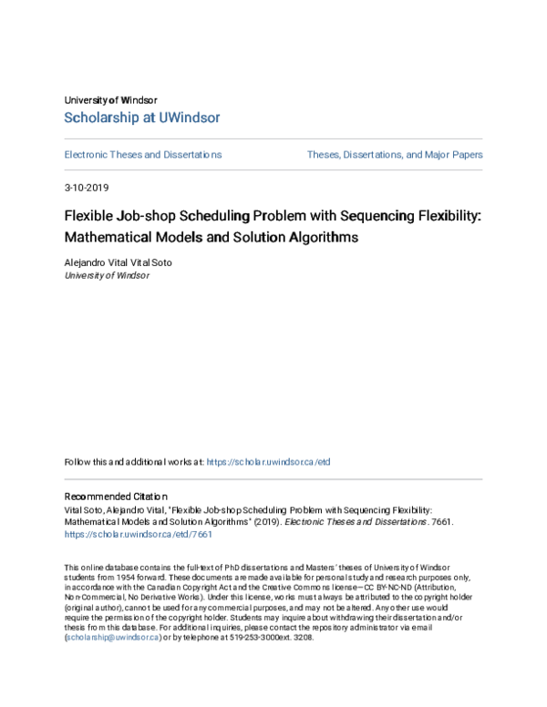 (PDF) Flexible Job-shop Scheduling Problem with Sequencing Flexibility ...