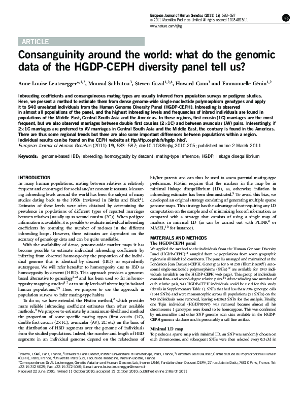 (PDF) Consanguinity around the world: what do the genomic data of the ...