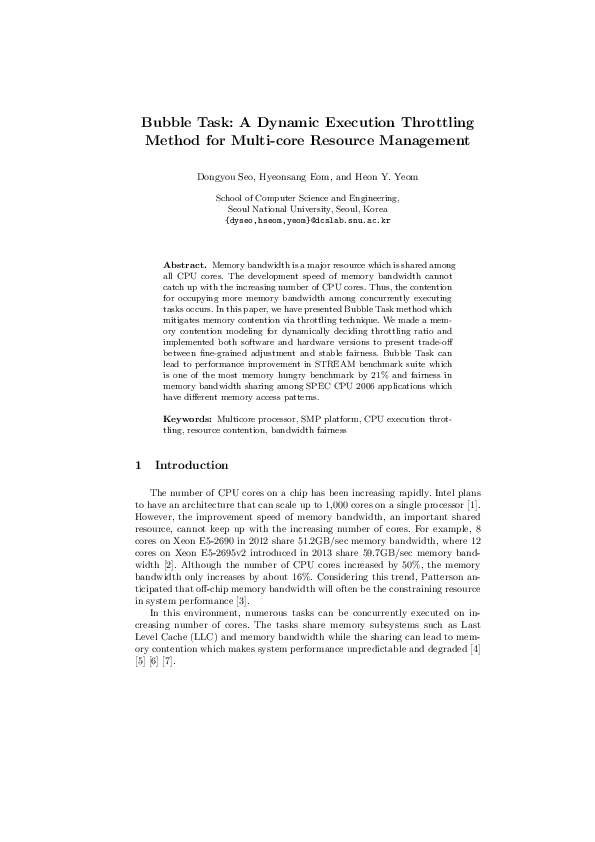 Pdf Bubble Task A Dynamic Execution Throttling Method For Multi Core 2927