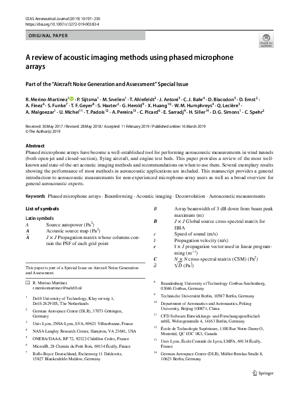(PDF) A review of acoustic imaging methods using phased microphone arrays