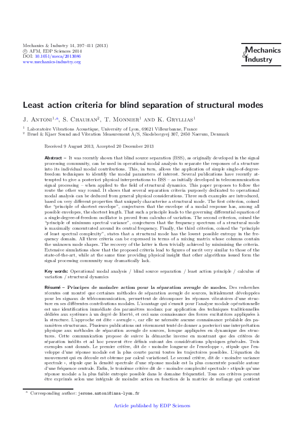 (PDF) Least action criteria for blind separation of structural modes ...