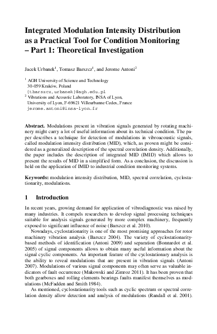 (PDF) Integrated Modulation Intensity Distribution as a Practical Tool for Condition Monitoring ...