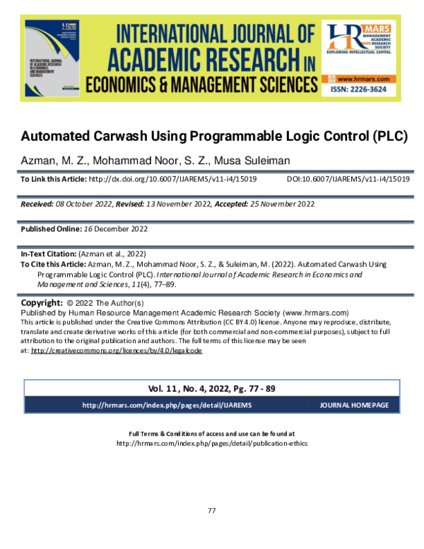 (PDF) Automated Carwash Using Programmable Logic Control (PLC)