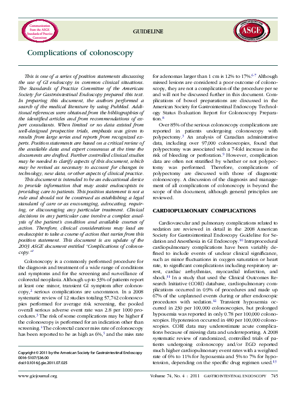 (PDF) Complications of colonoscopy