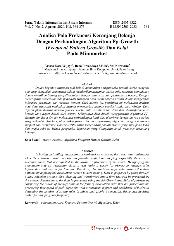 (PDF) Analisa Pola Frekuensi Keranjang Belanja Dengan Dengan ...