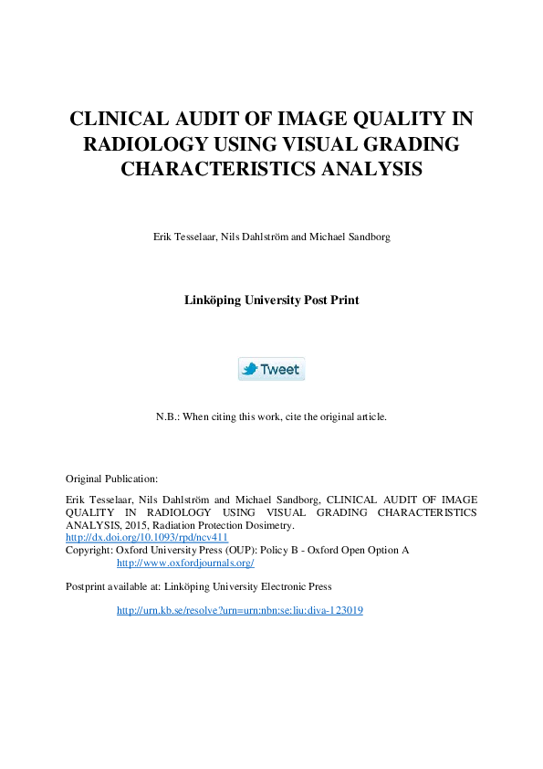 (PDF) Clinical Audit of Image Quality in Radiology Using Visual Grading ...