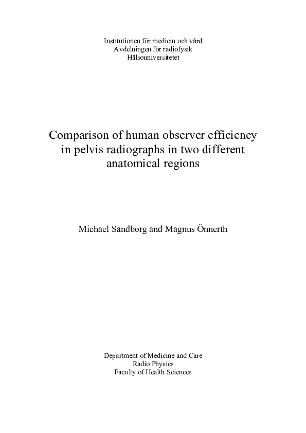 Pdf Comparison Of Human Observer Efficiency In Pelvis Radiographs In Two Different Anatomical