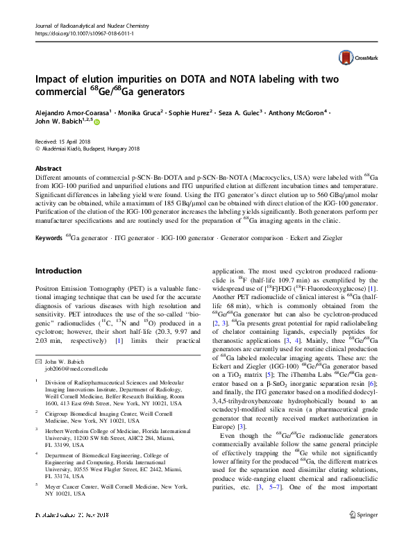(PDF) Impact of elution impurities on DOTA and NOTA labeling with two ...