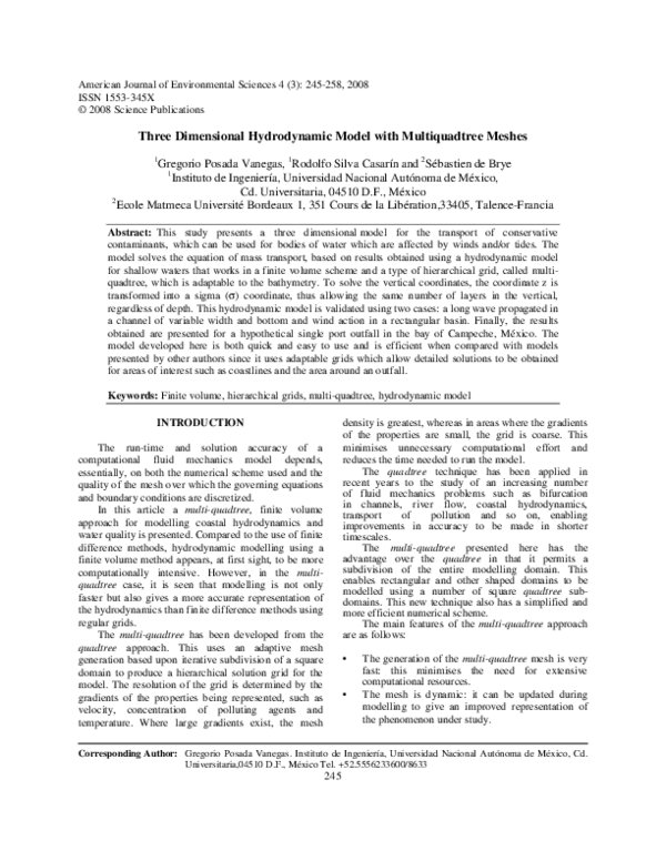 (PDF) Three Dimensional Hydrodynamic Model with Multiquadtree Meshes