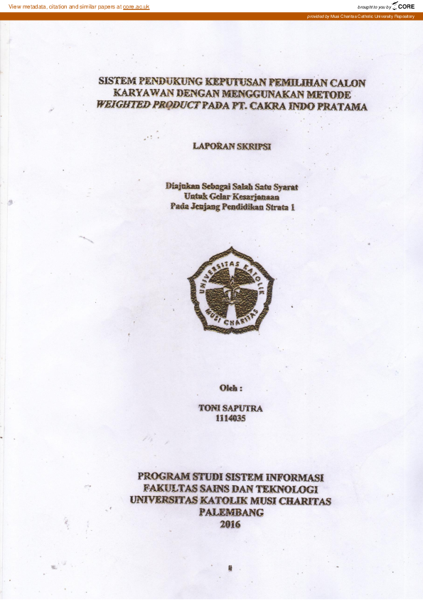 (PDF) Sistem Pendukung Keputusan Pemilihan Calon Karyawan Dengan Menggunakan Metode Weighted ...