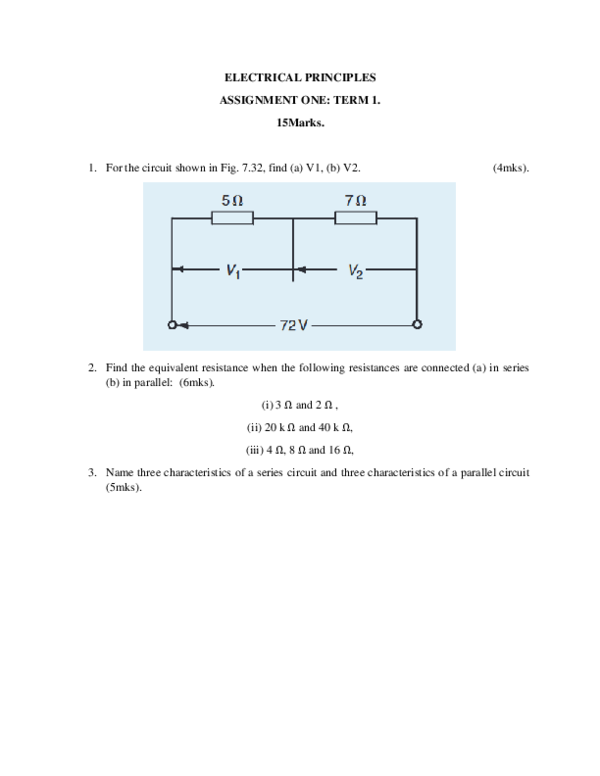 (PDF) Electrical Principles Assignment