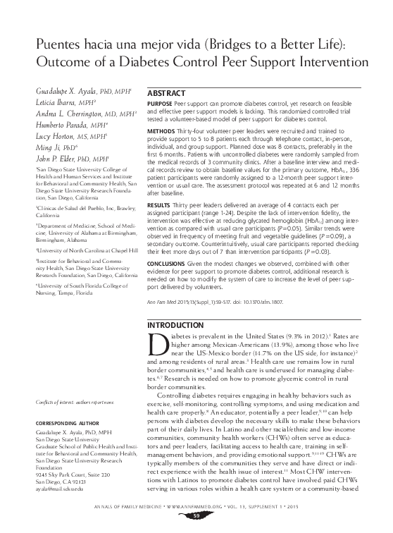 (PDF) Puentes hacia una mejor vida (Bridges to a Better Life): Outcome ...