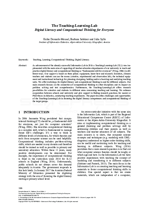 (PDF) Teaching-Learning-Lab: Enhancing Digital Skills