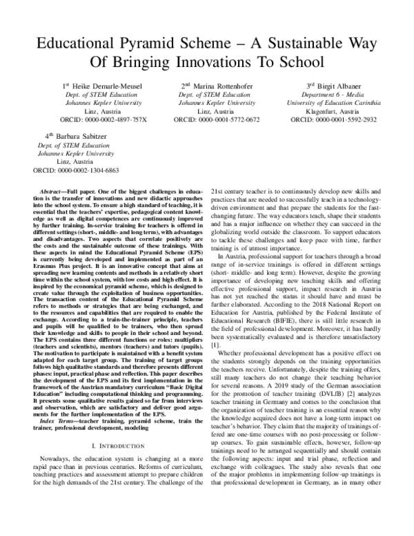 (PDF) Educational Pyramid Scheme – A Sustainable Way Of Bringing ...