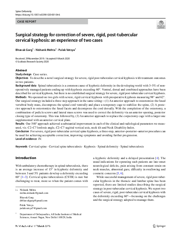 (PDF) Surgical strategy for correction of severe, rigid, post ...