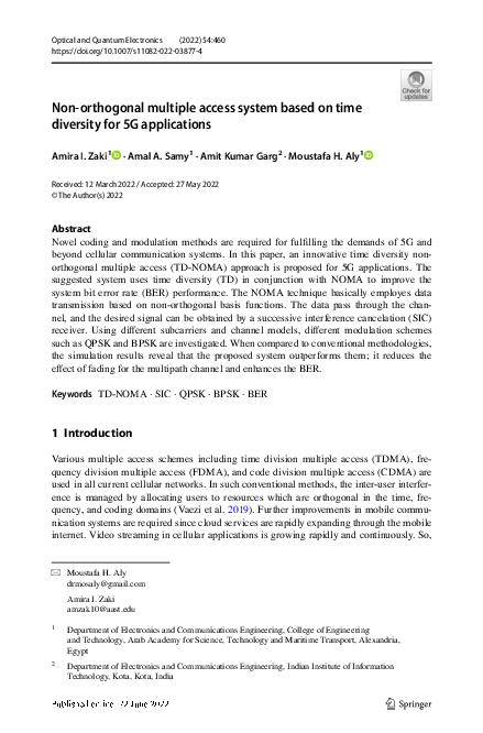 (PDF) Non-orthogonal multiple access system based on time diversity for 5G applications