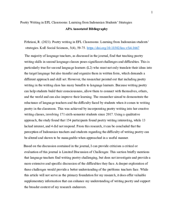 (DOC) APA Annotated Bibliography