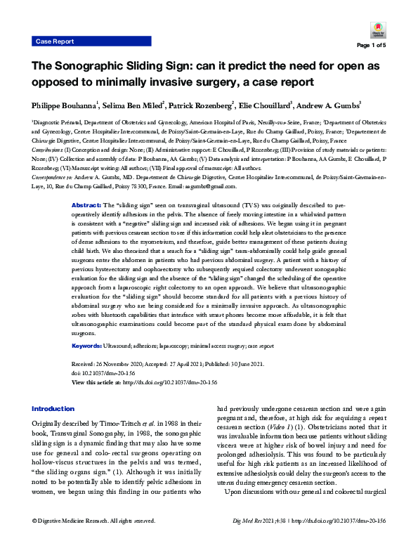 The Sonographic Sliding Sign: can it predict the need for open as ...