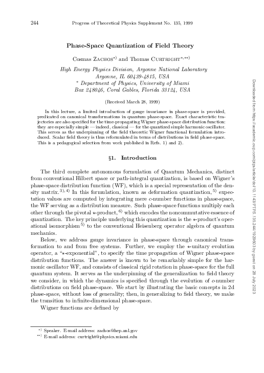 (PDF) Phase-Space Quantization of Field Theory