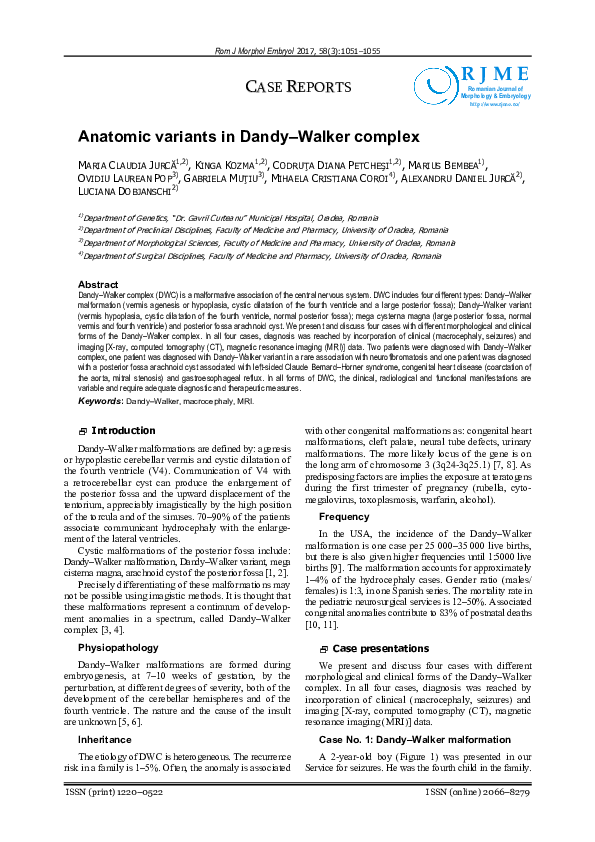 (PDF) Anatomic variants in Dandy-Walker complex