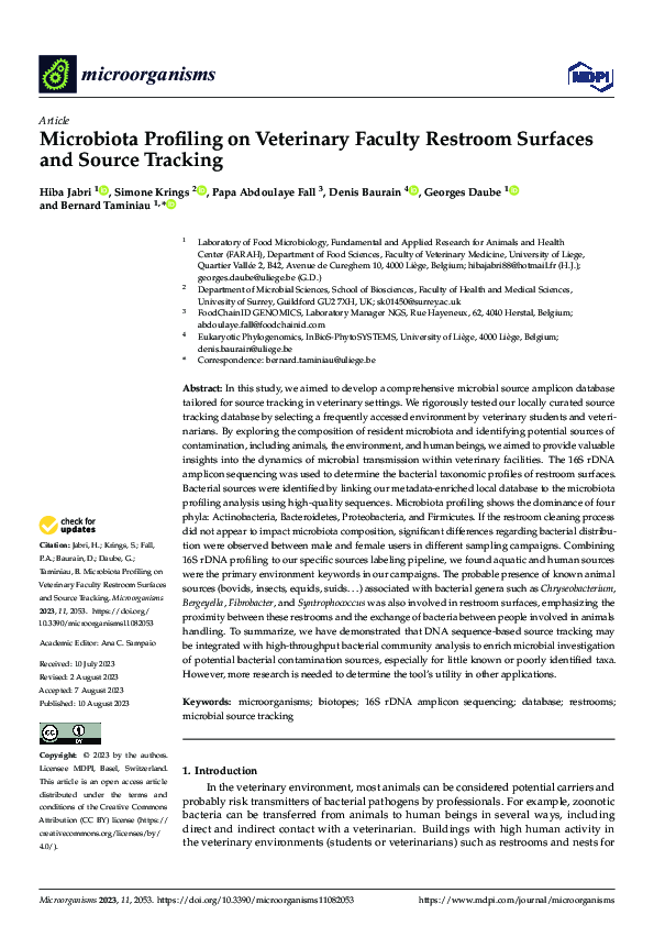 (PDF) Microbiota Profiling on Veterinary Faculty Restroom Surfaces and ...