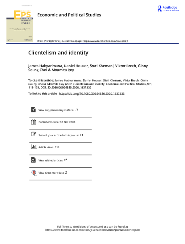 (PDF) Clientelism and identity