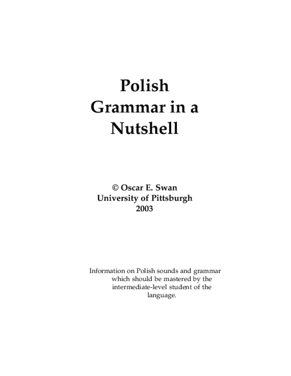 (PDF) Polish Grammar in a Nutshell