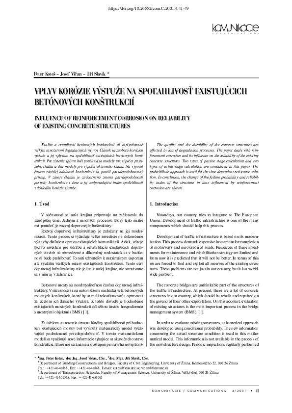 Pdf Influence Of Reinforcement Corrosion On Reliability Of Existing Concrete Structures