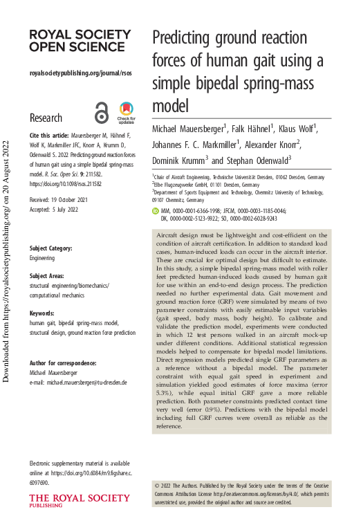 (PDF) Predicting ground reaction forces of human gait using a simple bipedal spring-mass model