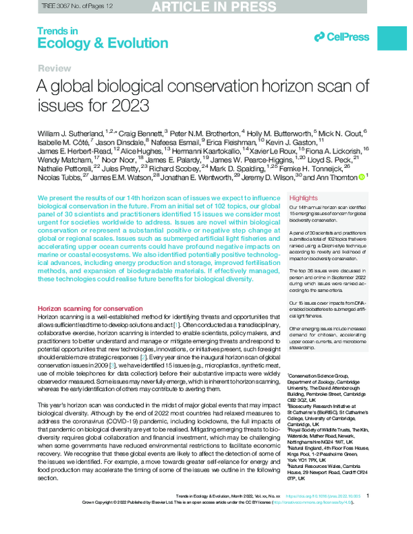 (PDF) A global biological conservation horizon scan of issues for 2023